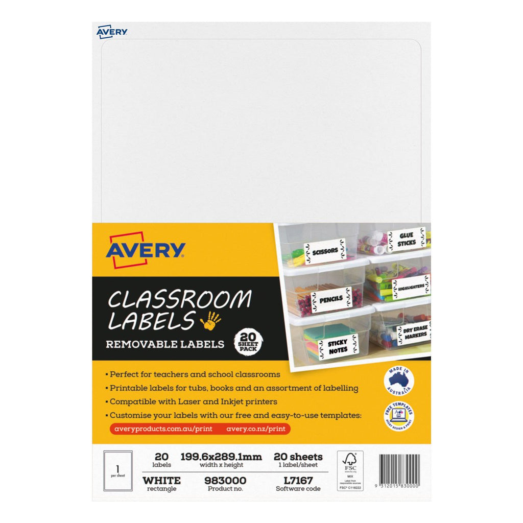 Avery Classroom Labels 1up 20 Sheets | Avery — Discount Office