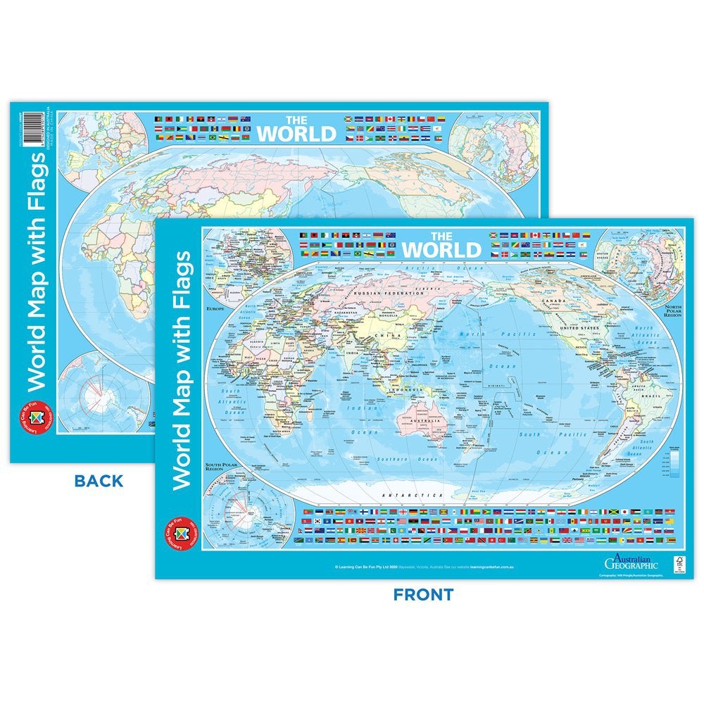 LCBF World Map with Flags Poster | Learning — Discount Office