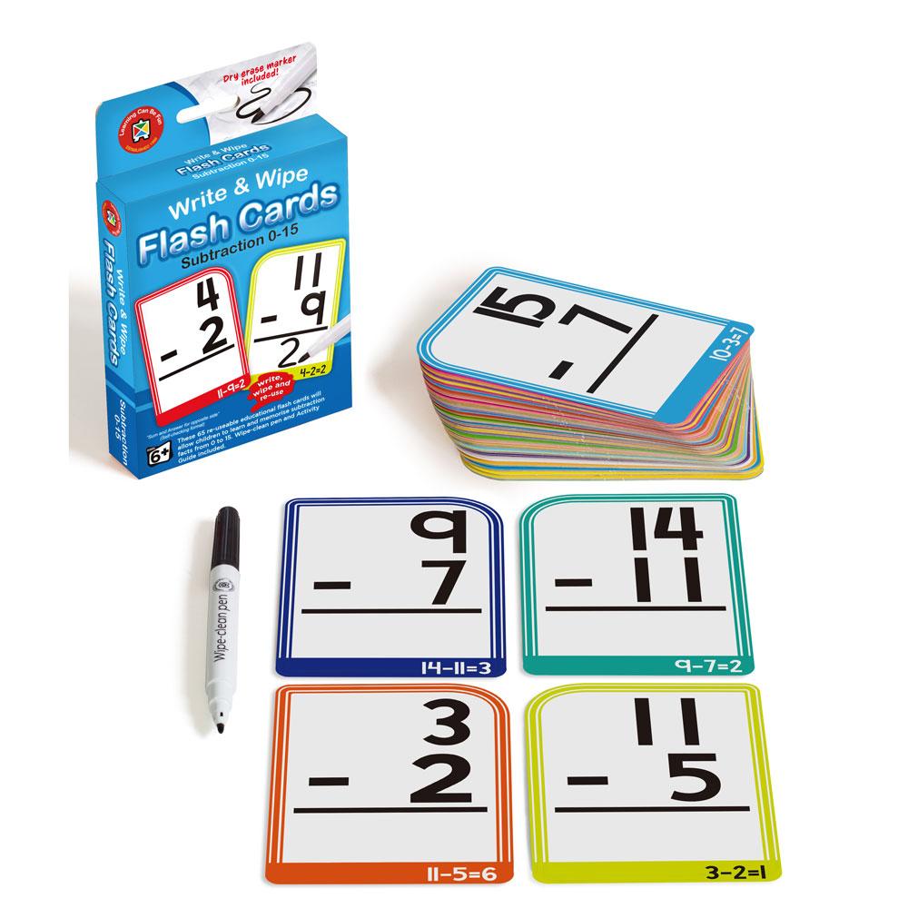 LCBF Write & Wipe Flashcards Subtraction With Marker | Educational ...