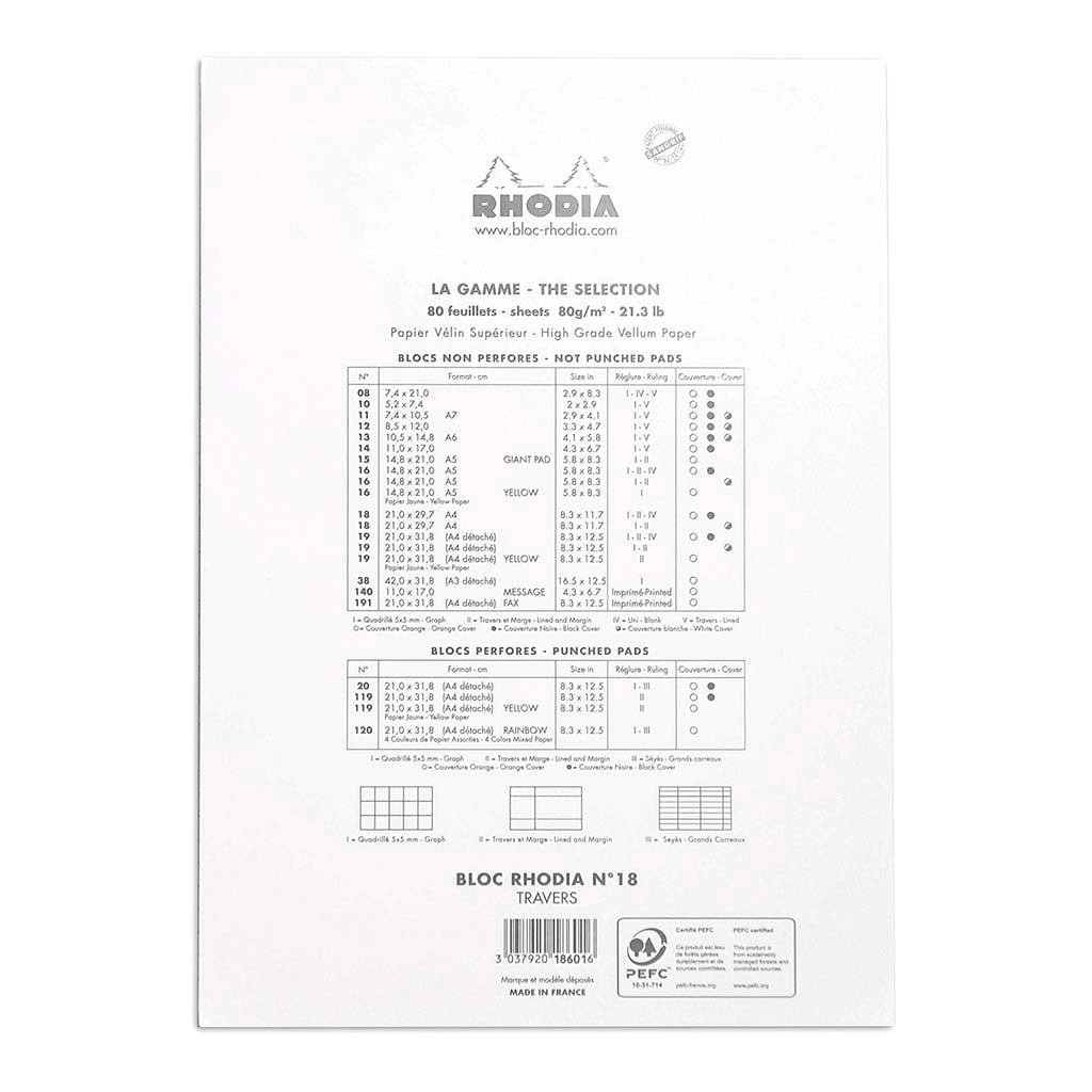 Rhodia Bloc Pad No. 18 Notepad, A4 Lined White | Newest Products — Discount Office