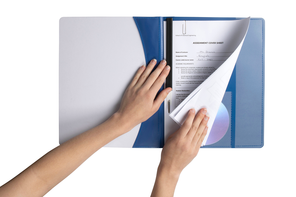 Marbig Premier A4 Flat File with CD & Business Card Holder, Blue ...