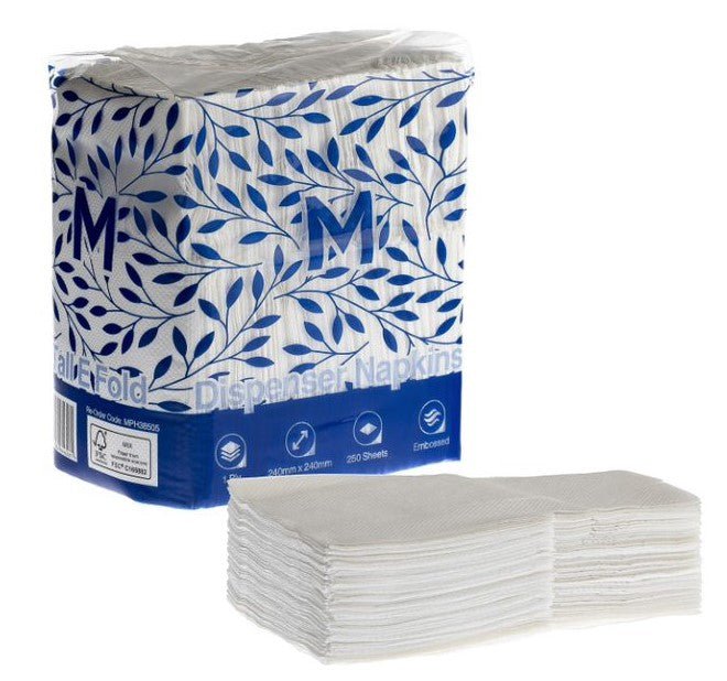 1 Ply Compact Dispenser Napkins 240mm x 240mm - 20 Packs x 250 Sheets ...