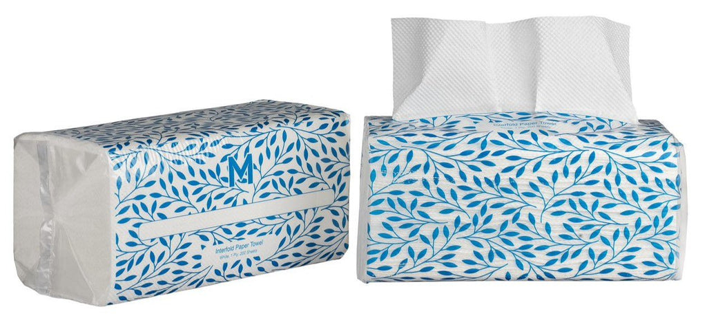 1 Ply Interfold White Paper Towels 230mm x 230mm - 15 Packs x 200 Shee ...