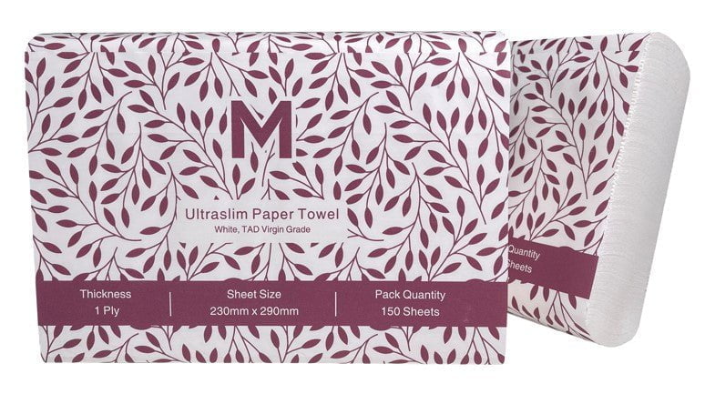 1 Ply Luxury Ultraslim White Paper Towels 230mm x 290mm - 20 Packs x 1 ...