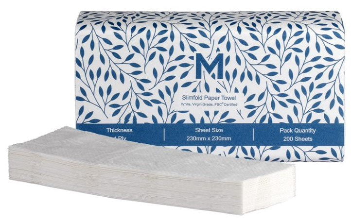 1 Ply Slimfold White Paper Towels 230mm x 230mm - 20 Packs x 200 Sheet ...
