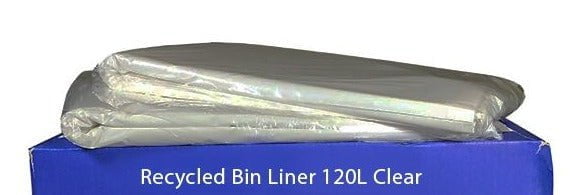 120L Clear Recycled Bin Liners x 125's pack (900 x 1330mm x 50mu) | Bin ...