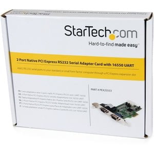 2 Port Native PCI Express RS232 Serial Adapter Card with 16550 UART ...