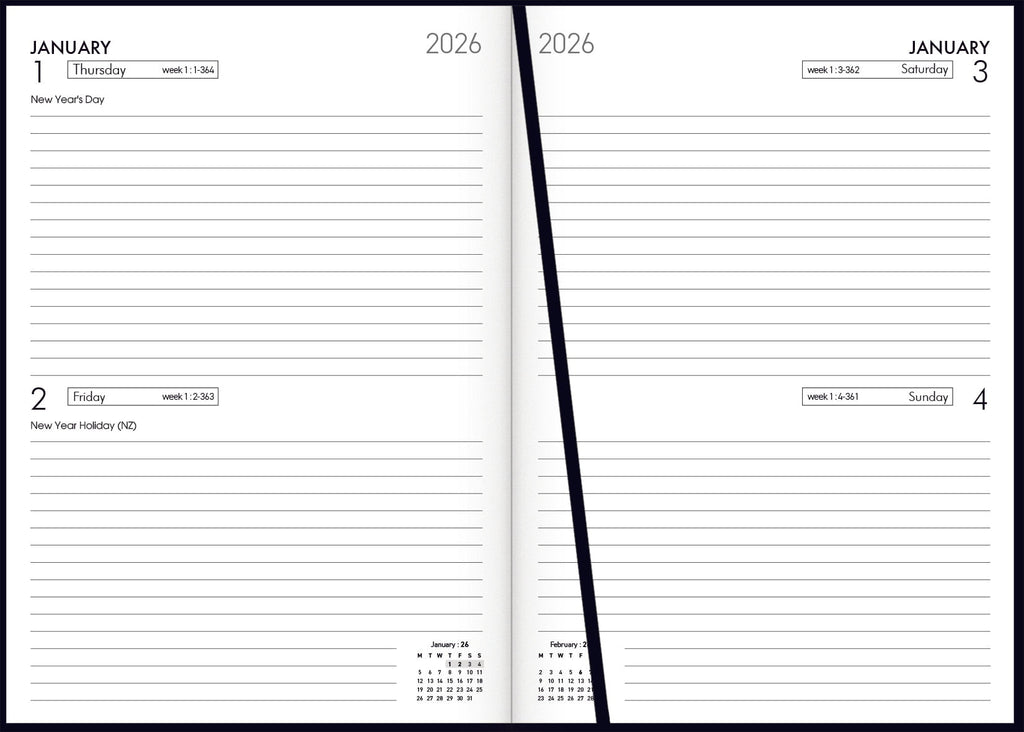 2026 Collins Diary A52, Two Day Per Page, Black, 148mm x 210mm ...