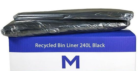 240L Clear Recycled Bin Liners x 50's pack (1125 x 1500mm x 100mu ...