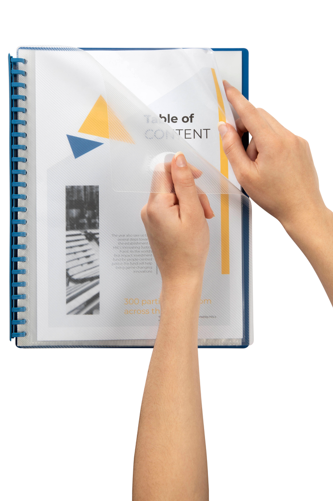 Marbig A4 20 Pocket Refillable Display Book, Clear Front, Blue Backing ...