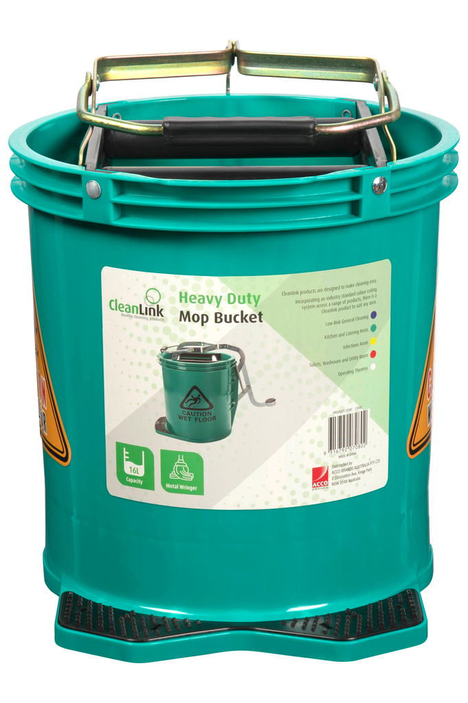 CleanLink 16L Heavy Duty Mop Bucket, Green | Cleaning Equipment ...