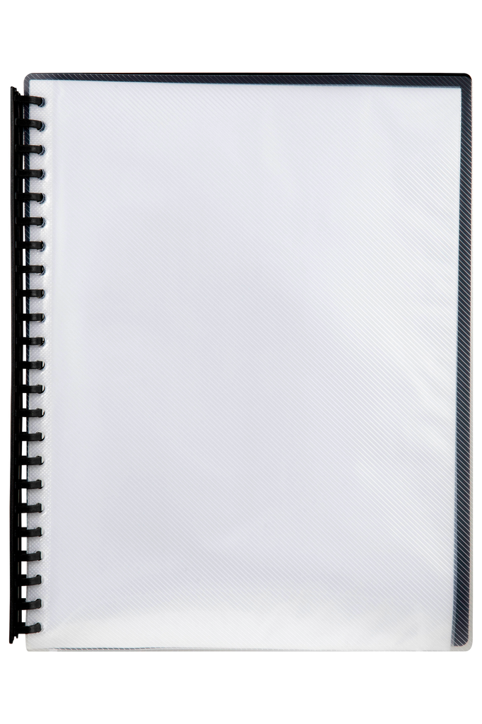 Marbig A4 20 Pocket Refillable Display Book, Clear Front, Black Backin ...