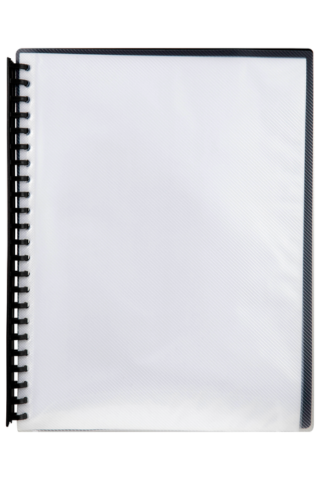 Marbig A4 20 Pocket Refillable Display Book, Clear Front, Black Backin ...