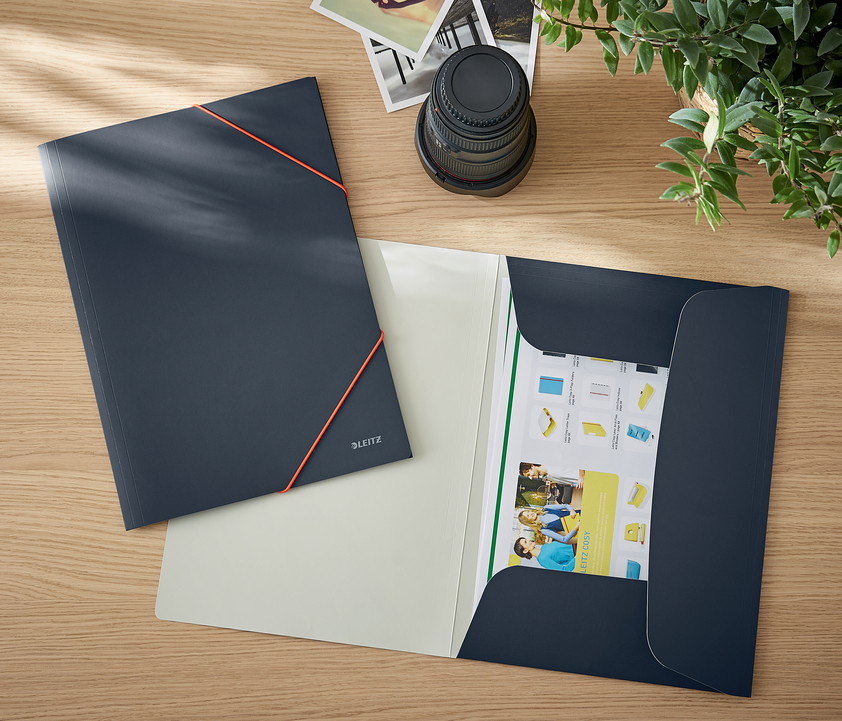 Leitz Cosy A4 Folder, 3 Flap, Elastic Closure, Grey | Document Wallets ...