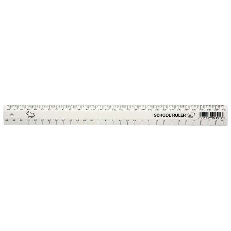 300mm White Plastic School Ruler | Desktop Essentials — Discount Office