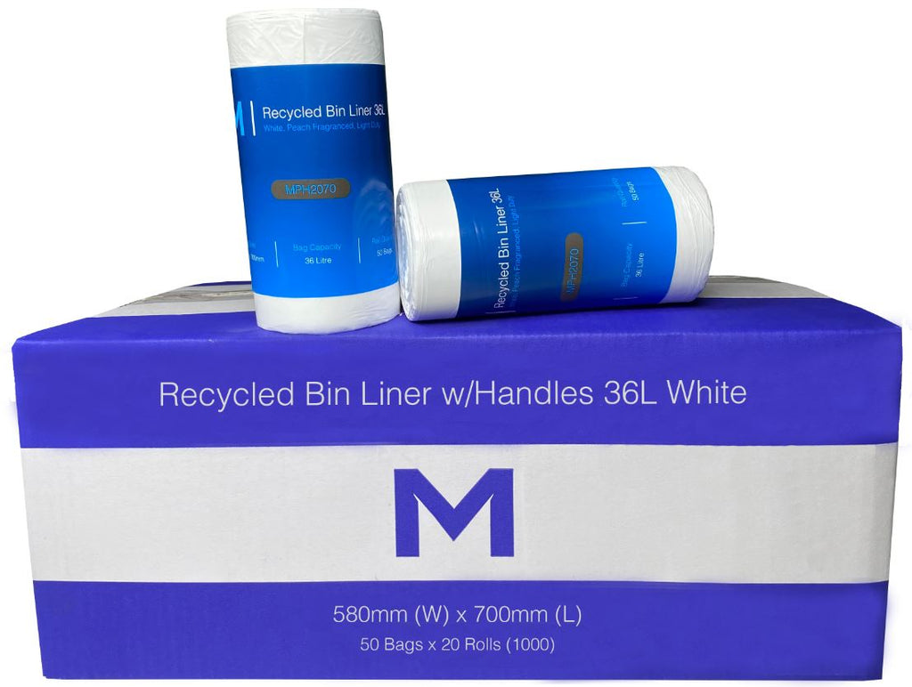 36L Waste Disposable Recycled Bin Liners with Tie Top Handle, 580mm x ...