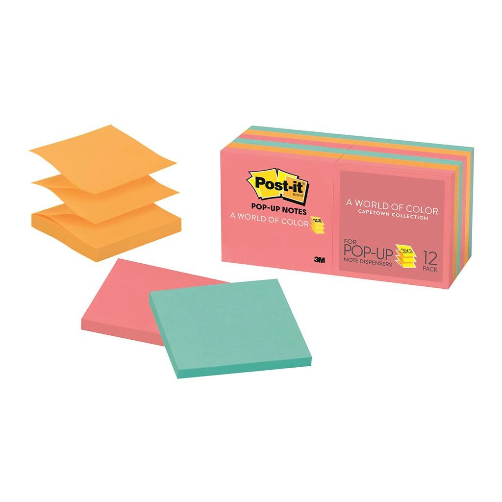 3M Sticky Pop Up Post It Note Refill 76 x 76mm - 12's Pack (R330-12AN ...