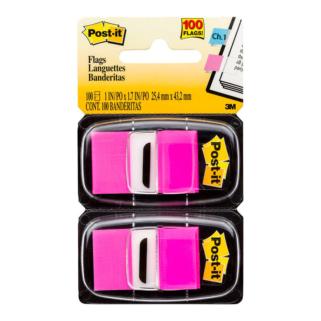 3M Sticky Post It Flags Bright Pink 25 x 43mm - Twin Pack (680-BP2 ...