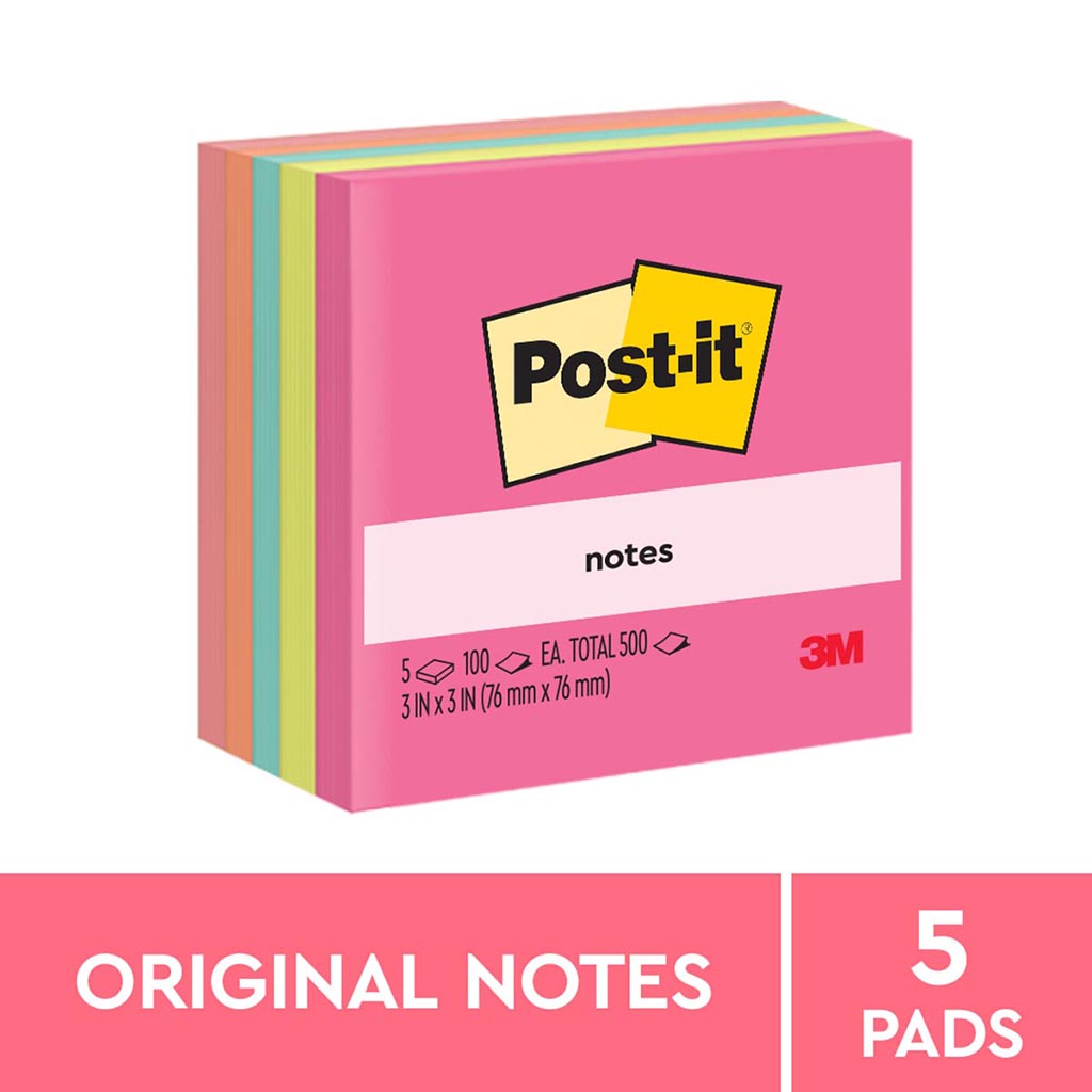 3M Sticky Post It Note 76 x 76mm x 5's Pack (654-5PK) | Desktop ...