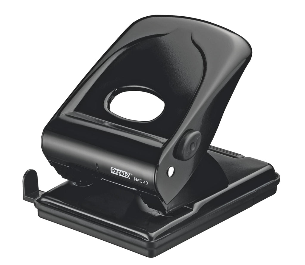 40 Sheets Rapid 2 Hole Paper Punch FMC40 - Black | Desktop Essentials ...