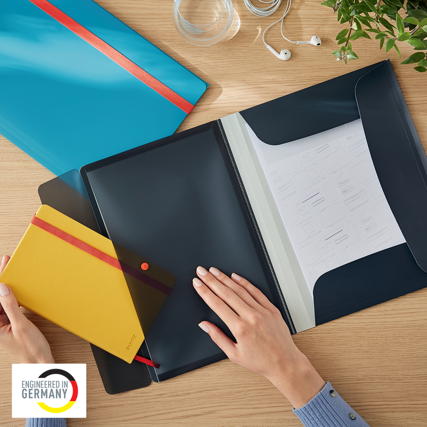 Leitz Cosy A4 Folder, 3 Flap with Pocket, Elastic Closure, Grey | Leitz ...