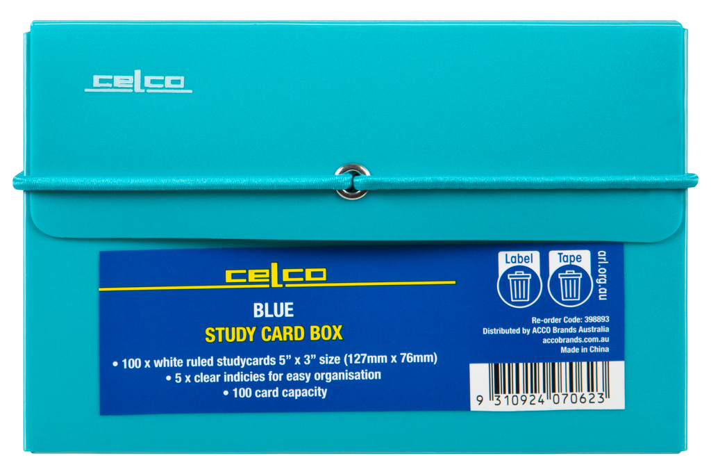 Celco Study Card Box 5 x 3 - Blue | Files & Folders — Discount Office