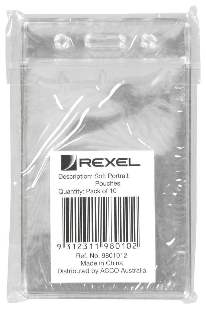 Rexel Id Pouch Soft Portrait 62mm x 104mm, 10 Pack | ID Card Holders ...