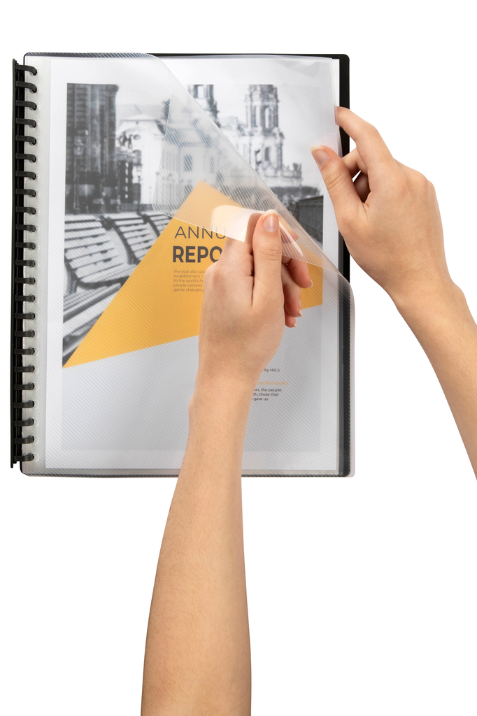Marbig A4 20 Pocket Refillable Display Book, Clear Front, Black Backin ...