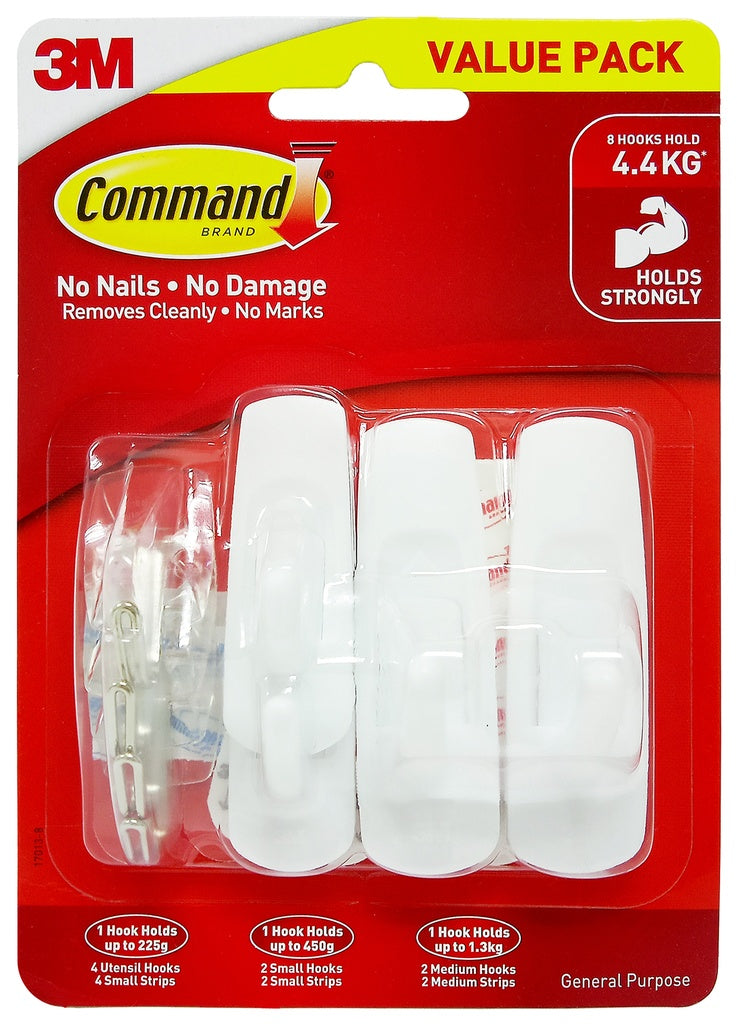 Command Hook 17013-10 Assorted Clear White, Value Pack of 10 | Command ...