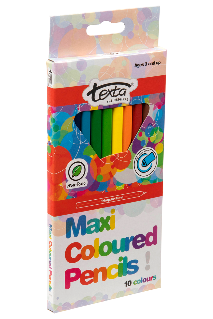 Texta Maxi Triangular Colour Pencil Full Height 10's | Colour Pencils ...