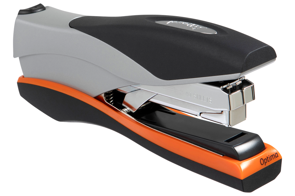 Rexel Optima Low Force Stapler, Full Strip, 40 Sheets, Orange/Silver ...