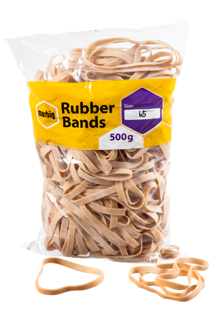 Marbig Rubber Band No. 65, 100mm x 7mm x 500gm | Desktop Essentials ...