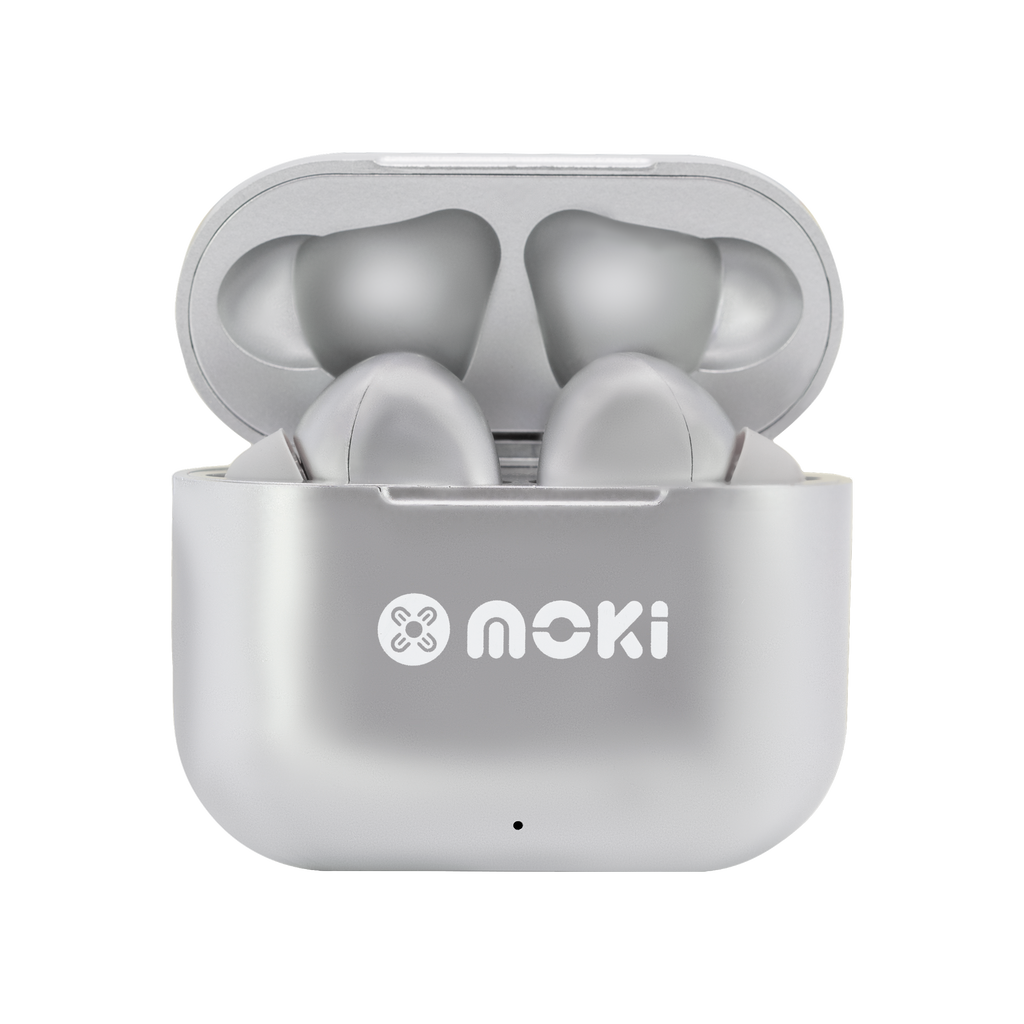 MokiPods True Wireless Stereo Earbuds - Silver | Audio — Discount Office