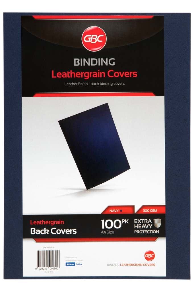 GBC A4 Leathergrain Binding Cover, 300gsm, Navy, Pack of 100 | Binding ...