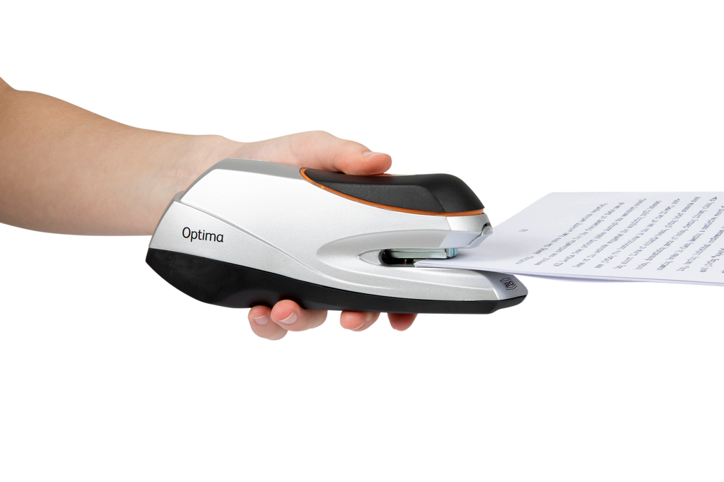 Rexel Electric Stapler, Optima Grip, 20 Sheets, Silver/Black | Desktop ...