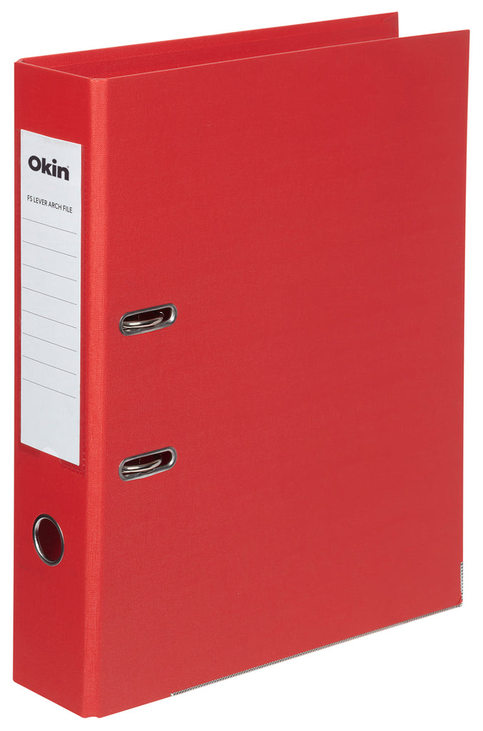 Kinn Foolscap Lever Arch File Linen Red | Files & Folders — Discount Office