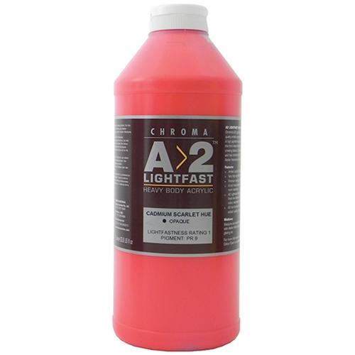 A2 Lightfast Heavy Body Acrylic Paint 1 Litre - Cadmium Scarlet ...