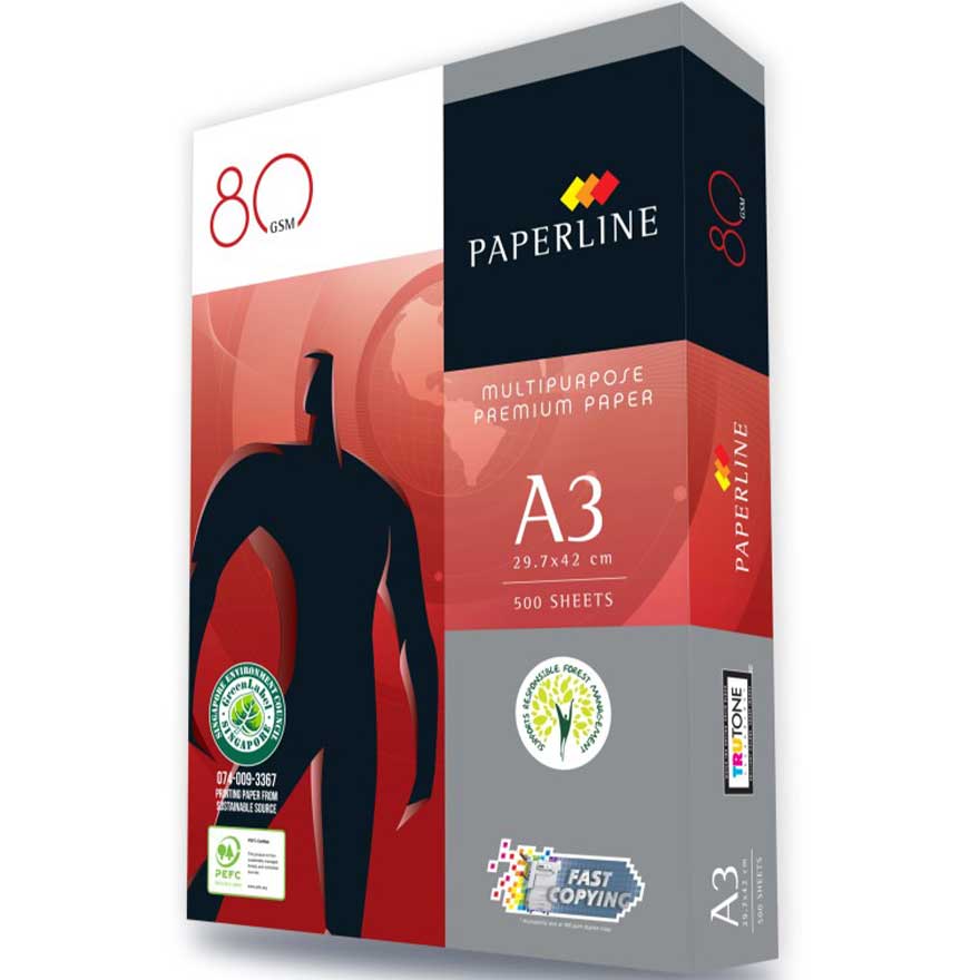A3 White 80gsm Paperline Multipurpose Paper, Box x 3 Reams of 500 Shee ...