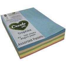 A4 80gsm Trophee Paper Assorted Pastels x 500's Pack | Coloured Paper ...