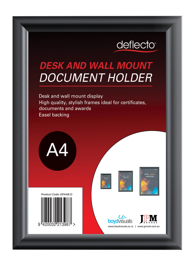 A4 Document Frame, Desk or Wall Mountable, Black Frame | Boyd ...
