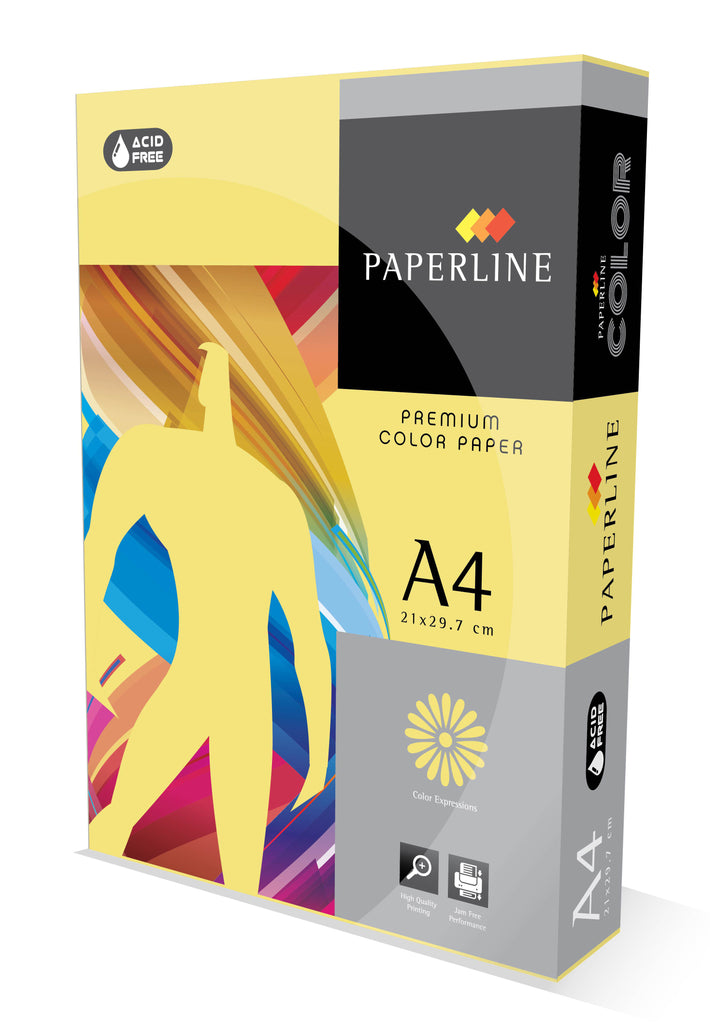 A4 Paperline Yellow Coloured Paper, 80gsm, 210mm x 297mm, 500 Sheets ...