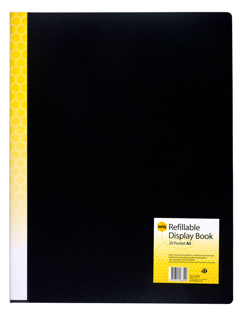 A3 Refillable Display Book 20 pocket | Art Cases & Storage — Discount ...