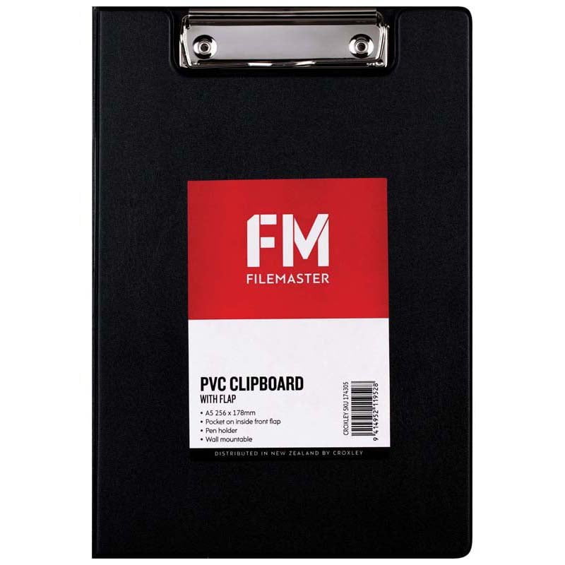 A5 Clipboard PVC With Flap Black | Clipboards — Discount Office