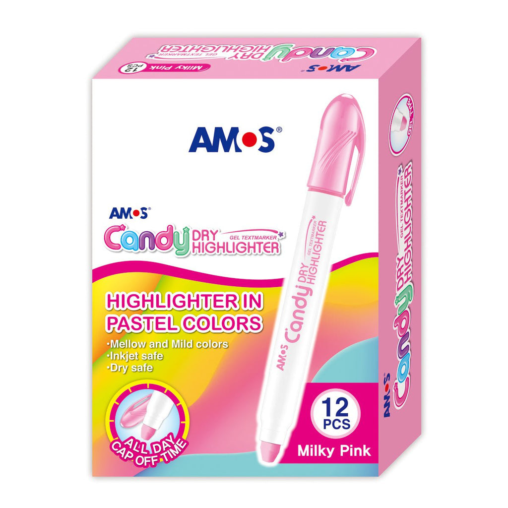 Amos Dry Highlighter Pastel Milky Pink | Amos — Discount Office