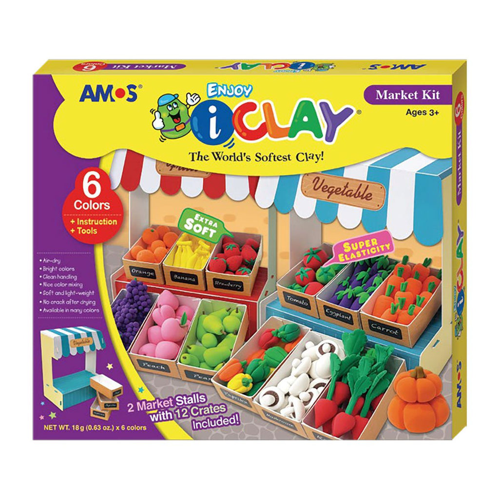 Amos i-Clay Modelling Clay Kit Market Stall 18g x 6 pieces | Amos ...