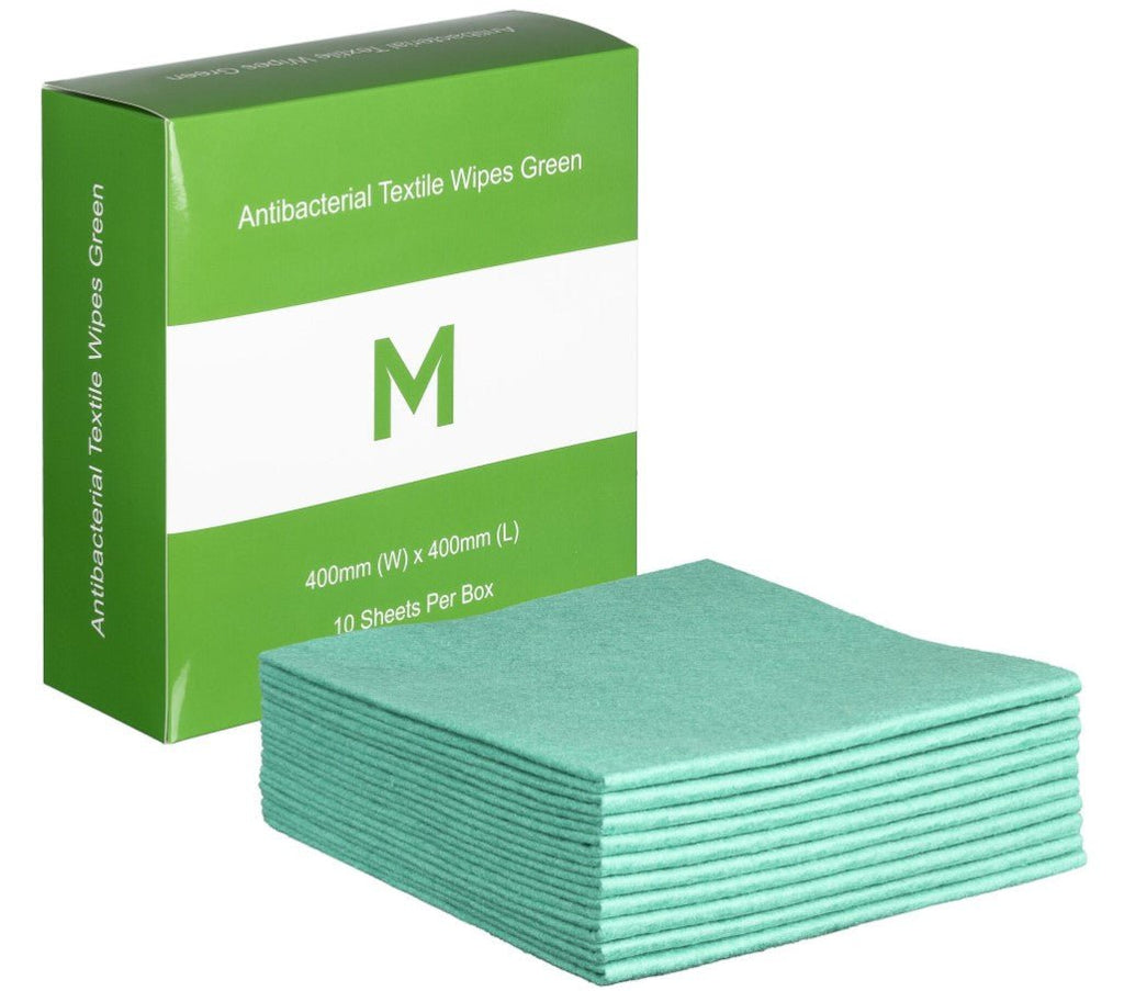 Antibacterial Textile Wipes 400mm x 400mm x 140gsm, Green, 80 Sheets ...