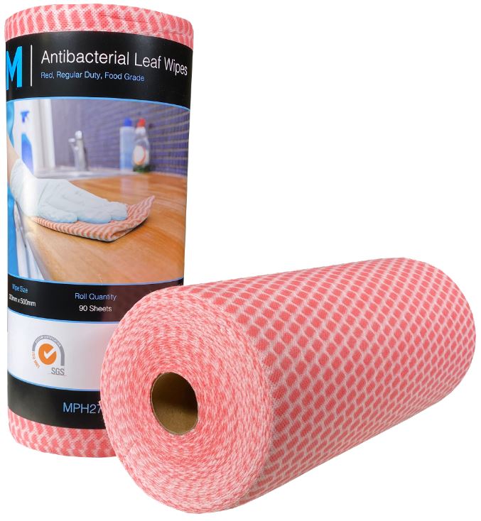 Antibacterial Wipes 300mm x 500mm x 90 sheets Roll - Red x 4 Rolls ...