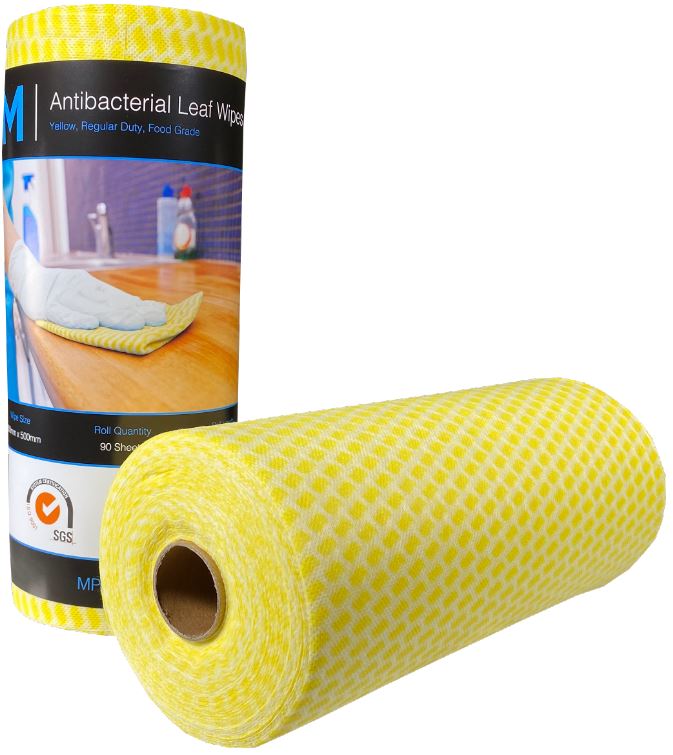Antibacterial Wipes 300mm x 500mm x 90 sheets Roll - Yellow x 4 Rolls ...