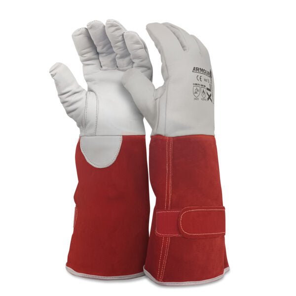 Armour Leather TIG Kevlar Lined Cut 4, Welding 250°C Gauntlet, 30cm Ve ...