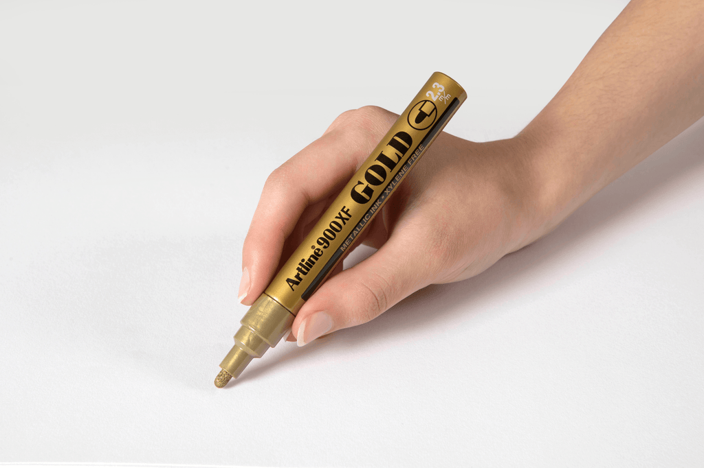 Artline 900XF Metallic Permanent Marker, 2.3mm Bullet Nib, Gold, Pack ...